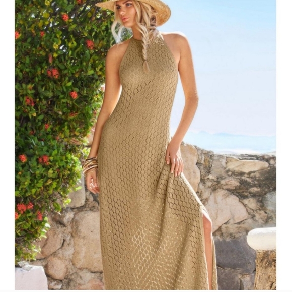 Boston Proper | Dresses | Boston Proper Beige Lace Maxi Dress | Poshmark